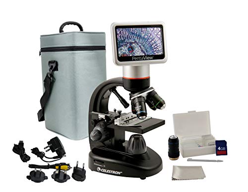 Celestron – PentaView LCD Digital Microscope– Biological Microscope with a Built-In 5MP Digital Camera – Adjustable Mechanical Stage –Carrying Case and 4GB Micro SD Card