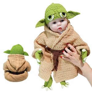 crochet star wars yoda baby costume set, baby costume photography prop for newborn hand mad photography prop green