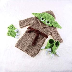 Crochet Star Wars Yoda Baby Costume Set, Baby Costume Photography Prop for Newborn Hand Mad Photography Prop Green