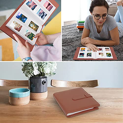 256 Pockets Photo Album for Fujifilm Instax Mini 11 12 9 7+ 40 Evo Liplay 90 8 Instant Camera/Mini Link SP-1 Printer, Photo Album for Polaroid Zink 2x3" Photo/Mint Zip Instant Camera Printer (brwon)