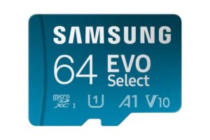 samsung evo select micro sd -memory -card + adapter, 64gb microsdxc 130mb/s full hd & 4k uhd, uhs-i, u1, a1, v10, expanded storage for android smartphones, tablets, nintendo -switch (mb-me64ka/am)