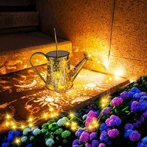 ANGMLN Solar Watering Can Lights Outdoor Garden Decorations, Solar Waterfall Lights Gardening Gifts for Women Mom, Sun Moon Waterproof Hanging Solar Lantern Decor for Table Yard Porch Patio Pathway