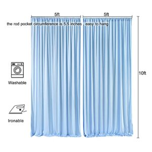 10x10 Baby Blue Backdrop Curtain for Baby Shower Parties Wrinkle Free Light Blue Curtains Backdrop Drapes Fabric Decoration for Birthday Party Photography 5ft x 10ft,2 Panels