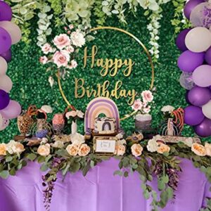 Greenery Happy Birthday Backdrop for Women Girls Flower Green Grass Backdrop Wall for Party Birthday Background Photography for Photoshoot Banner Decoration 7x5ft