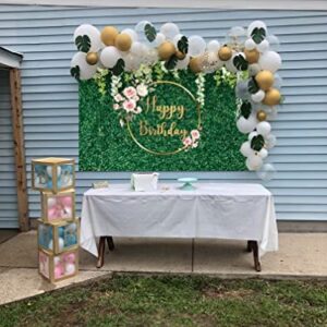 Greenery Happy Birthday Backdrop for Women Girls Flower Green Grass Backdrop Wall for Party Birthday Background Photography for Photoshoot Banner Decoration 7x5ft