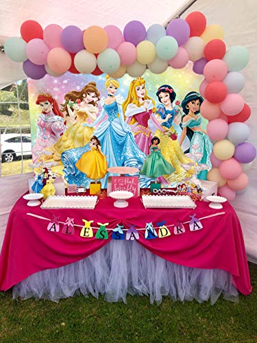 GCH Colorful Princess Backdrop Baby Shower Backdrop Birthday Photography Background Princess Birthday Party Supplies Table Decoration Banner Customized Backdrops (5x3ft)