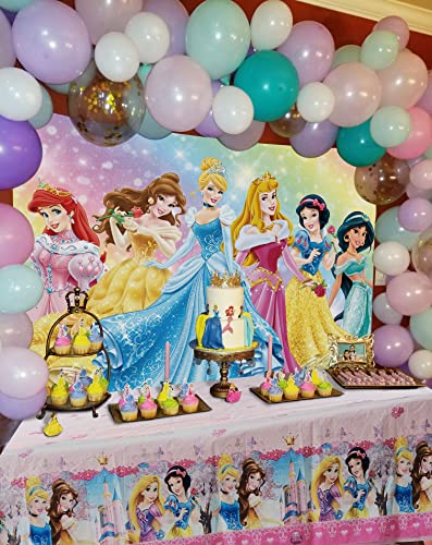 GCH Colorful Princess Backdrop Baby Shower Backdrop Birthday Photography Background Princess Birthday Party Supplies Table Decoration Banner Customized Backdrops (5x3ft)