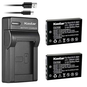 kastar battery (x2) & slim usb charger for kodak klic-5001 and easyshare p712 p850 p880 z730 z760 z7590 dx6490 dx7440 dx7590 dx7630 sanyo db-l50 dmx-wh1 hd1010 fh11 hd2000 vpc-wh1 hd2000 hd1010 hd1000