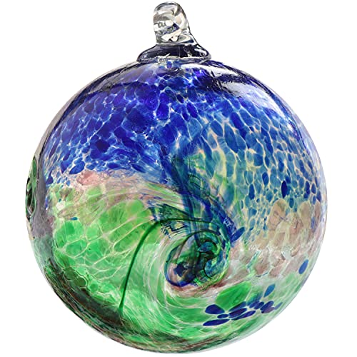 Kesywale 7 x 6 Inch Garden Hanging Gazing Ball Decorative Witch Ball Indoor Outdoor Ornament Home Décor (6", Blue-Green)