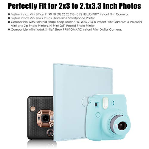 256 Pockets Photo Album for Fujifilm Instax Mini 11 12 9 7+ 40 Evo Liplay 90 8 Instant Camera/Mini Link SP-1 Printer, Photo Album for Polaroid Zink 2x3" Photo/Mint Zip Instant Camera Printer -Blue