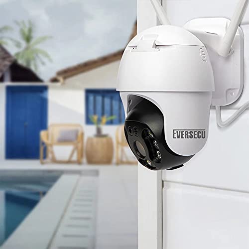 EVERSECU Outdoor WiFi PTZ Camera 1080P Waterproof AI Smart Human Detection Color Night Vision Cloud&SD Card Storage Security Camera