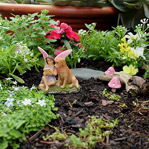 PRETMANNS Fairy Garden Fairies - Fairy Garden Accessories - Fairies for Fairy Garden Outdoor - Garden Fairy Figurine Sofia with Dog for Miniature Garden - 1 Item