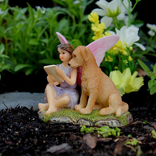 PRETMANNS Fairy Garden Fairies - Fairy Garden Accessories - Fairies for Fairy Garden Outdoor - Garden Fairy Figurine Sofia with Dog for Miniature Garden - 1 Item