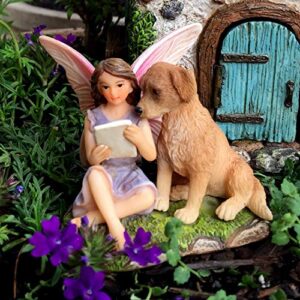 PRETMANNS Fairy Garden Fairies - Fairy Garden Accessories - Fairies for Fairy Garden Outdoor - Garden Fairy Figurine Sofia with Dog for Miniature Garden - 1 Item