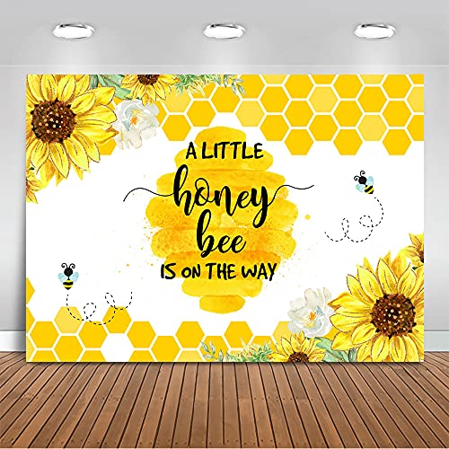 Mocsicka Bee Backdrop for Baby Shower Boy Girl Sweet As Can Bee Gender Reveal Party Decoration A Sweet Little Honey Bee is on The Way Honeycomb Bumblebee Party BannerBackground (7x5ft (82x60 inch))