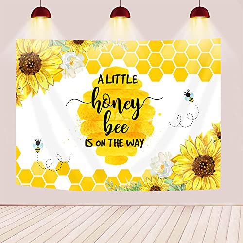 Mocsicka Bee Backdrop for Baby Shower Boy Girl Sweet As Can Bee Gender Reveal Party Decoration A Sweet Little Honey Bee is on The Way Honeycomb Bumblebee Party BannerBackground (7x5ft (82x60 inch))