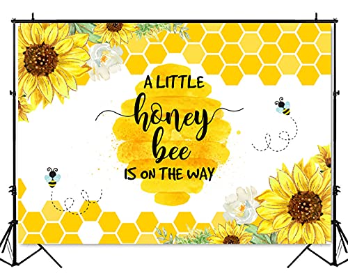 Mocsicka Bee Backdrop for Baby Shower Boy Girl Sweet As Can Bee Gender Reveal Party Decoration A Sweet Little Honey Bee is on The Way Honeycomb Bumblebee Party BannerBackground (7x5ft (82x60 inch))