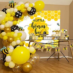 Mocsicka Bee Backdrop for Baby Shower Boy Girl Sweet As Can Bee Gender Reveal Party Decoration A Sweet Little Honey Bee is on The Way Honeycomb Bumblebee Party BannerBackground (7x5ft (82x60 inch))