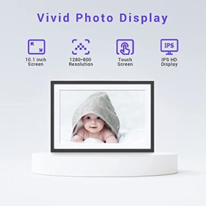 5G WiFi Digital Picture Frame 10.1 Inch Digital Photo Frame with 1280x800 IPS Touch Screen, Auto-Rotate and Slide Show, Easy Setup to Share Moments Via Phone APP-Gift for Family and Friends