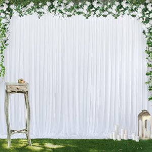 30 ft x 10 ft Wrinkle Free White Backdrop Curtain Panels, Polyester Photography Backdrop Drapes, Wedding Party Home Decoration Supplies