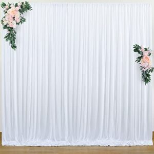 30 ft x 10 ft Wrinkle Free White Backdrop Curtain Panels, Polyester Photography Backdrop Drapes, Wedding Party Home Decoration Supplies