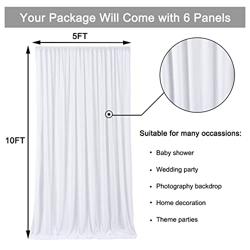 30 ft x 10 ft Wrinkle Free White Backdrop Curtain Panels, Polyester Photography Backdrop Drapes, Wedding Party Home Decoration Supplies