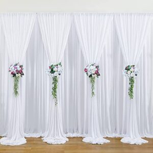 30 ft x 10 ft Wrinkle Free White Backdrop Curtain Panels, Polyester Photography Backdrop Drapes, Wedding Party Home Decoration Supplies