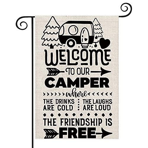 ZJXHPO Welcome To Our Camper Garden Flag Camping Gift Outdoor Yard House Banner Home Lawn Welcome (Welcome to camper)