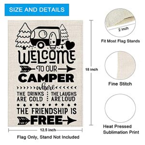 ZJXHPO Welcome To Our Camper Garden Flag Camping Gift Outdoor Yard House Banner Home Lawn Welcome (Welcome to camper)