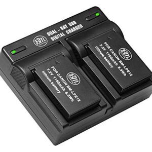 BM Premium 2-Pack of LP-E12 Batteries and USB Dual Battery Charger for Canon EOS-M, EOS M2, EOS M10, EOS M50, EOS M50 Mark II, EOS M100, EOS M200, SX70 HS, Rebel SL1 Digital Cameras