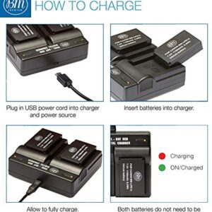 BM Premium 2-Pack of LP-E12 Batteries and USB Dual Battery Charger for Canon EOS-M, EOS M2, EOS M10, EOS M50, EOS M50 Mark II, EOS M100, EOS M200, SX70 HS, Rebel SL1 Digital Cameras