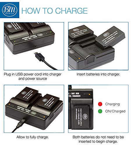 BM Premium 2-Pack of LP-E12 Batteries and USB Dual Battery Charger for Canon EOS-M, EOS M2, EOS M10, EOS M50, EOS M50 Mark II, EOS M100, EOS M200, SX70 HS, Rebel SL1 Digital Cameras