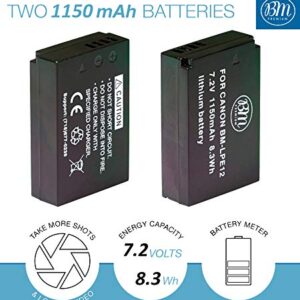 BM Premium 2-Pack of LP-E12 Batteries and USB Dual Battery Charger for Canon EOS-M, EOS M2, EOS M10, EOS M50, EOS M50 Mark II, EOS M100, EOS M200, SX70 HS, Rebel SL1 Digital Cameras