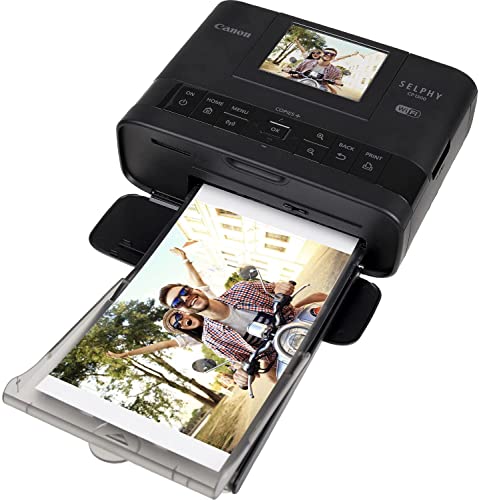 Canon SELPHY CP1300 Desktop or Portable Inkjet Laser Wireless Compact (4x6 Label) Photo Printer (Black) Canon KP-108IN Color Ink Paper Set | Includes USB Printer Cable Gentle Cleaning Cloth