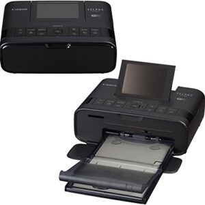 Canon SELPHY CP1300 Desktop or Portable Inkjet Laser Wireless Compact (4x6 Label) Photo Printer (Black) Canon KP-108IN Color Ink Paper Set | Includes USB Printer Cable Gentle Cleaning Cloth