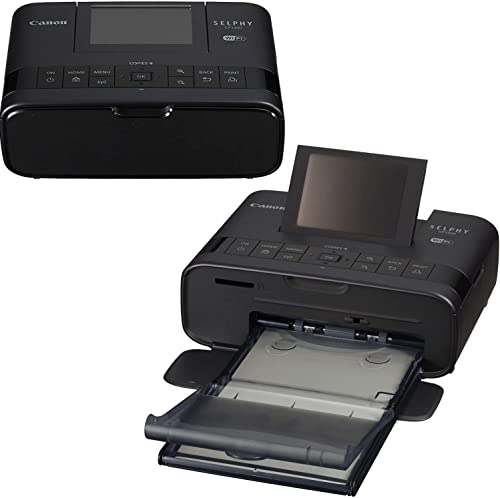 Canon SELPHY CP1300 Desktop or Portable Inkjet Laser Wireless Compact (4x6 Label) Photo Printer (Black) Canon KP-108IN Color Ink Paper Set | Includes USB Printer Cable Gentle Cleaning Cloth