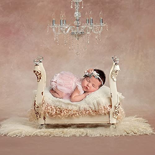 Pink Lace Newborn Photography Outfits Girl Newborn Photography Props Pearl Lace Rompers Newborn Girl Lace Romper Photoshoot Outfits Baby Photo Props (Short Sleeve, Pink, 0-2Months)