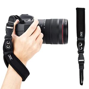 soft neoprene camera hand wrist grip strap with quick-release for canon eos r10 r7 r5 r6 r rp rebel t8i t7 t7i sl3 90d sony a7 iv iii nikon z 30 z fc z50 z5 z6 z7 ii fuji x-t4 x-s10 x-t30 ii x-pro3