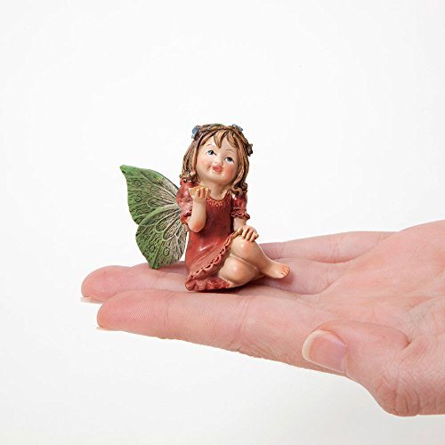 Bits and Pieces - Set of Four Adorable Hand Painted Winged Fairies with Gems - Made of Durable Polyresin to Make Perfect Garden Statues