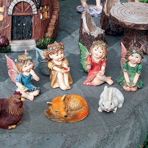 Bits and Pieces - Set of Four Adorable Hand Painted Winged Fairies with Gems - Made of Durable Polyresin to Make Perfect Garden Statues