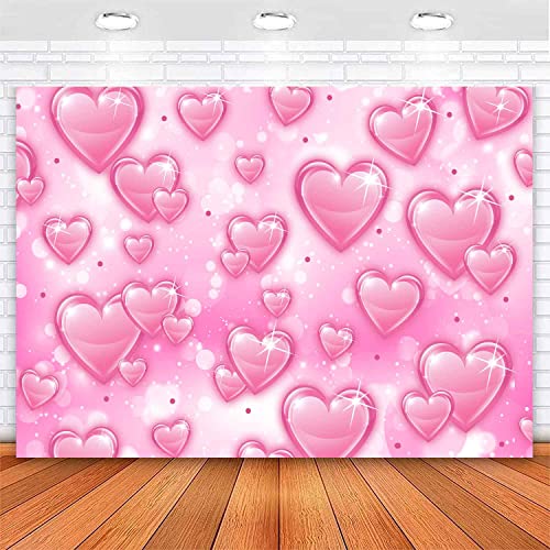 Sensfun Pink Heart Early 2000s Backdrop Y2k Birthday Party Decorations Newborn Baby Shower Love Hearts Photography Background Valentines Day Portrait Photo Booth Studio Shoot Props 7x5ft