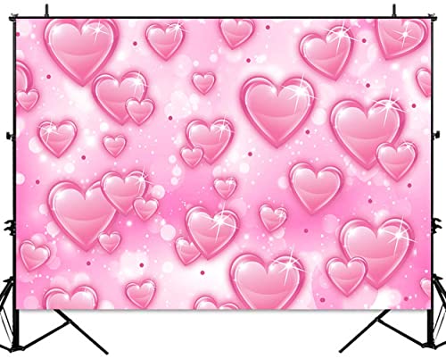 Sensfun Pink Heart Early 2000s Backdrop Y2k Birthday Party Decorations Newborn Baby Shower Love Hearts Photography Background Valentines Day Portrait Photo Booth Studio Shoot Props 7x5ft