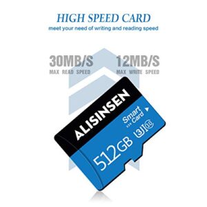 Micro SD Card 512GB SD Card High Speed Class 10 TF Card 512GB SD Memory Card 512GB with A SD Card Adapter for Cellphone Surveillance Camera Tachograph/Bluetooth Speaker/Tablet Computers 512GB