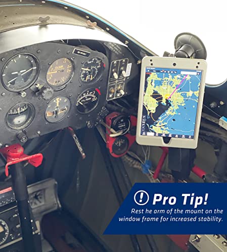 PIVOT Single Suction Cup Mount - Curved Arm - Supports Multi-Angle Display and Viewing - for Professional Pilots, General Aviation