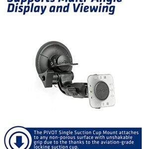 PIVOT Single Suction Cup Mount - Curved Arm - Supports Multi-Angle Display and Viewing - for Professional Pilots, General Aviation