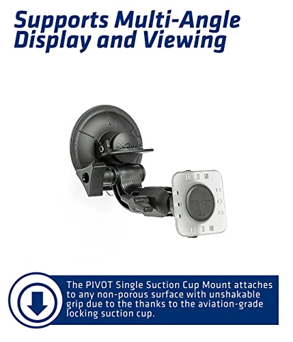 PIVOT Single Suction Cup Mount - Curved Arm - Supports Multi-Angle Display and Viewing - for Professional Pilots, General Aviation