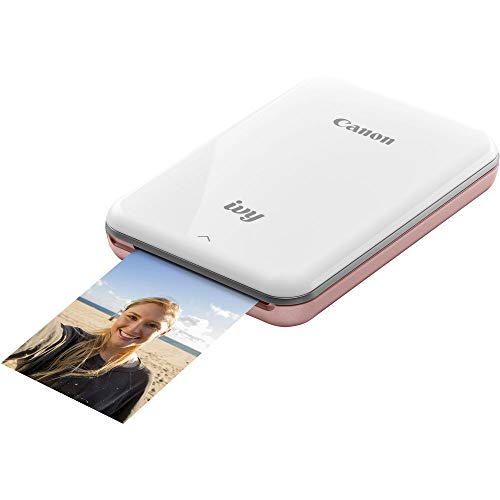 Canon IVY Mobile Instant Mini Photo Pocket Printer through Bluetooth, Portable, Rose Gold, Includes 2x3” Zink Photo Paper Sticker (100 Sheets), Protective case and USB Charging Cable with Wall Adapter