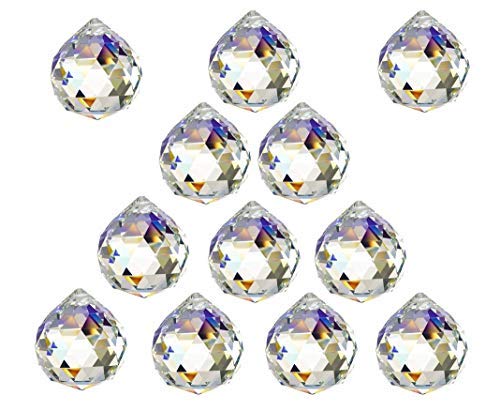 12 Pcs Crystal Ball Prism Suncatcher Rainbow Pendants Maker, Hanging Crystals Prisms for Windows,for Feng Shui,for Home,Office,Garden Decoration