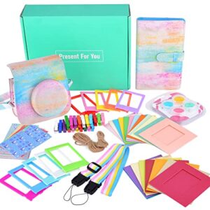 sunmns accessories bundle kit set compatible with fujifilm instax mini 11 instant camera, accessory include case, album, film stickers, desk frames, paper frame, filters, strap (rainbow)