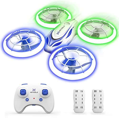 Heygelo S60 Drones for Kids, Mini Drone with LED Lights for Beginners, RC Quadcopter with Altitude Hold and Headless Mode, Full Propeller Protect, 3D Flips, 2 Batteries, Toys Gifts for Boys Girls